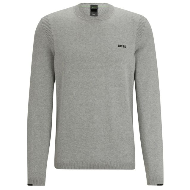 Hugo Boss Mens Ever-X Perforated Cotton Blend Tipped Crew Golf Sweater