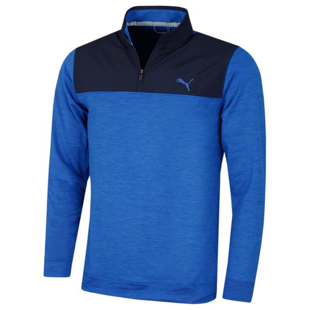 Puma Golf Mens Cloudspun Colour Block Moisture Wicking Quarter Zip Sweater
