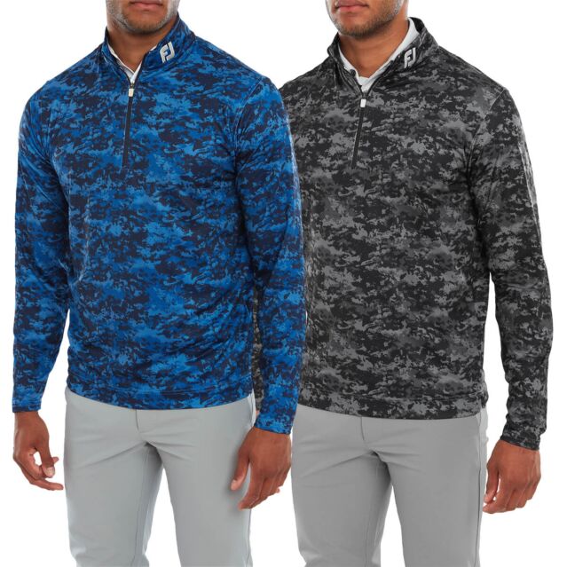 FootJoy Mens Cloud Splatter Camo Half Zip Wicking Golf Sweater